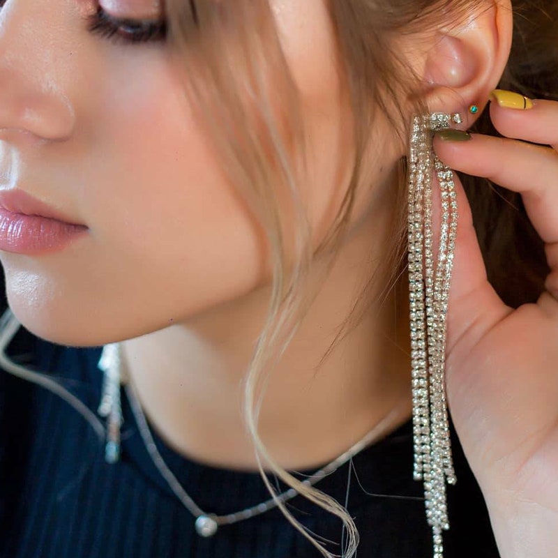 Dangling Rhinestones Earrings - Etsy