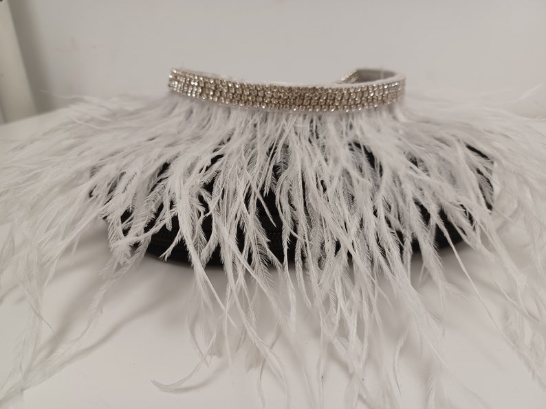 White Ostrich Feather Choker Necklace, Bridal Fluffy Choker, White ...