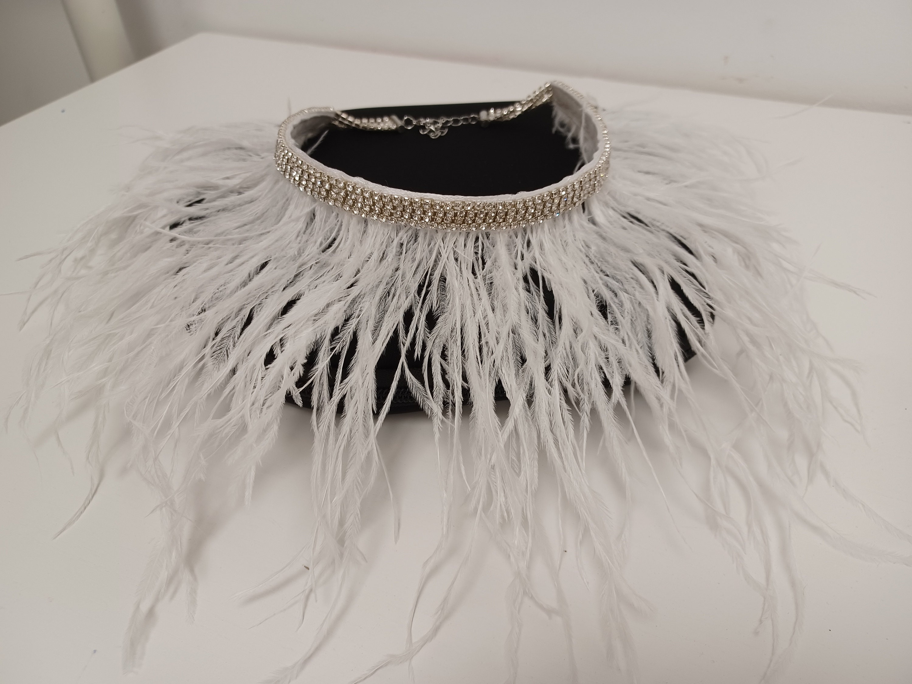 White Ostrich Feather Choker Necklace, Bridal Fluffy Choker, White ...