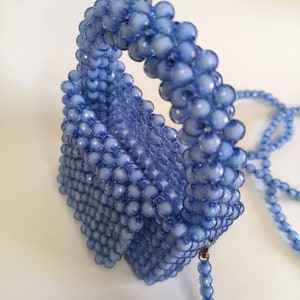 Blue Beaded Bag, Small Blue Acrylic Beaded Bag, Small Blue Bag, Blue ...