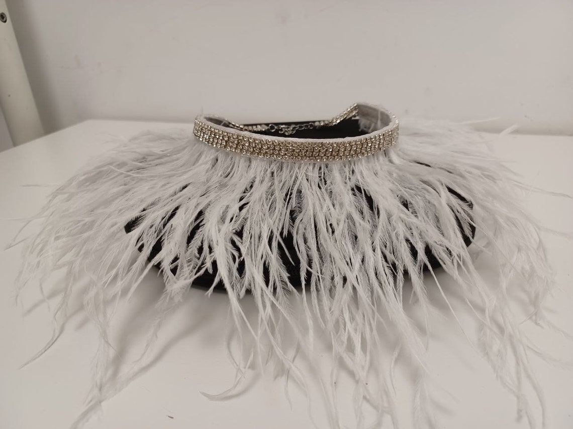 White Ostrich Feather Choker Necklace, Bridal Fluffy Choker, White ...