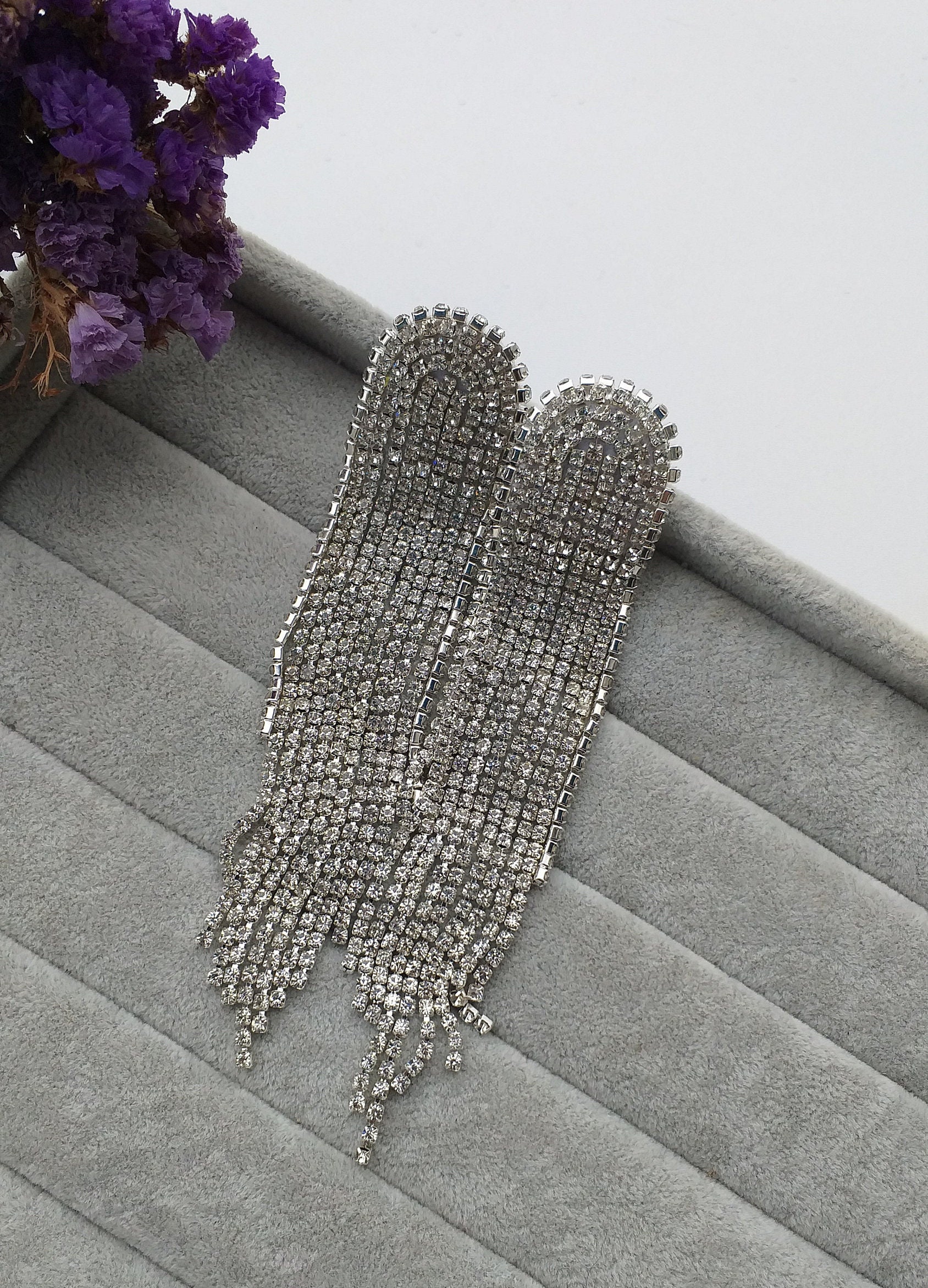 Earrings Waterfalls, Dangle Rhinestone Earrings, Dangle Crystal ...