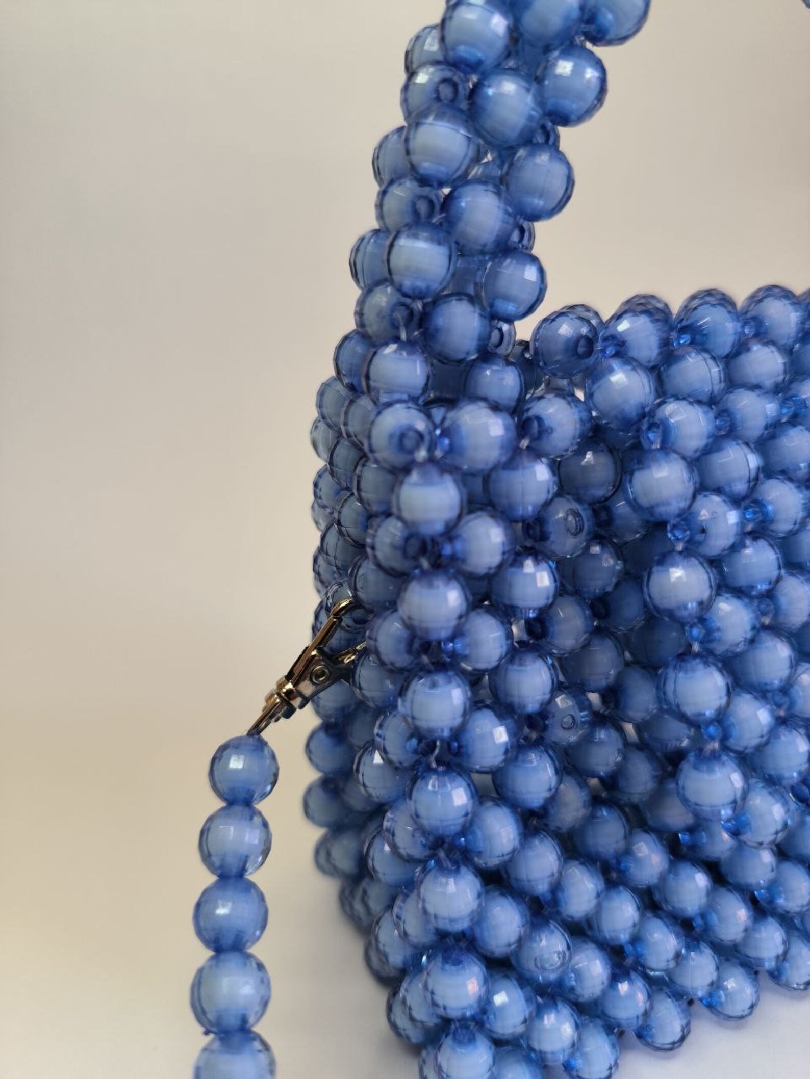 Blue Beaded Bag, Small Blue Acrylic Beaded Bag, Small Blue Bag, Blue ...