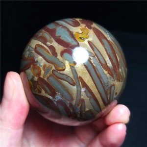 Natural Polished Colorful Bamboo Leaf Agate Sphere Ball Stone ...
