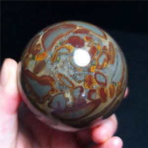 Natural Polished Colorful Bamboo Leaf Agate Sphere Ball Stone ...