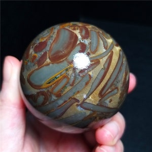Natural Polished Colorful Bamboo Leaf Agate Sphere Ball Stone ...