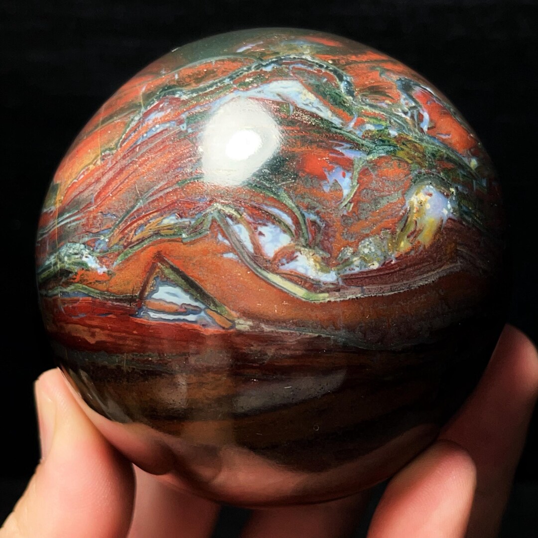 Large Natural Ocean Jasper Sphere: Chakra Reiki Meditation Stone L6854 ...