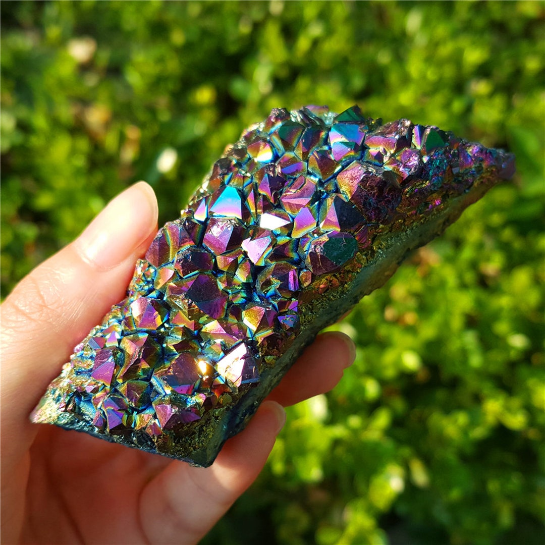 Aura Titanium Quartz Crystal Cluster: Rainbow Healing Stone - Etsy