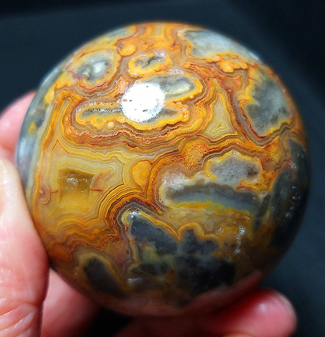 56MM Natural Polished Colorful Mexico Crazy Agate Banded Agate Crystal ...