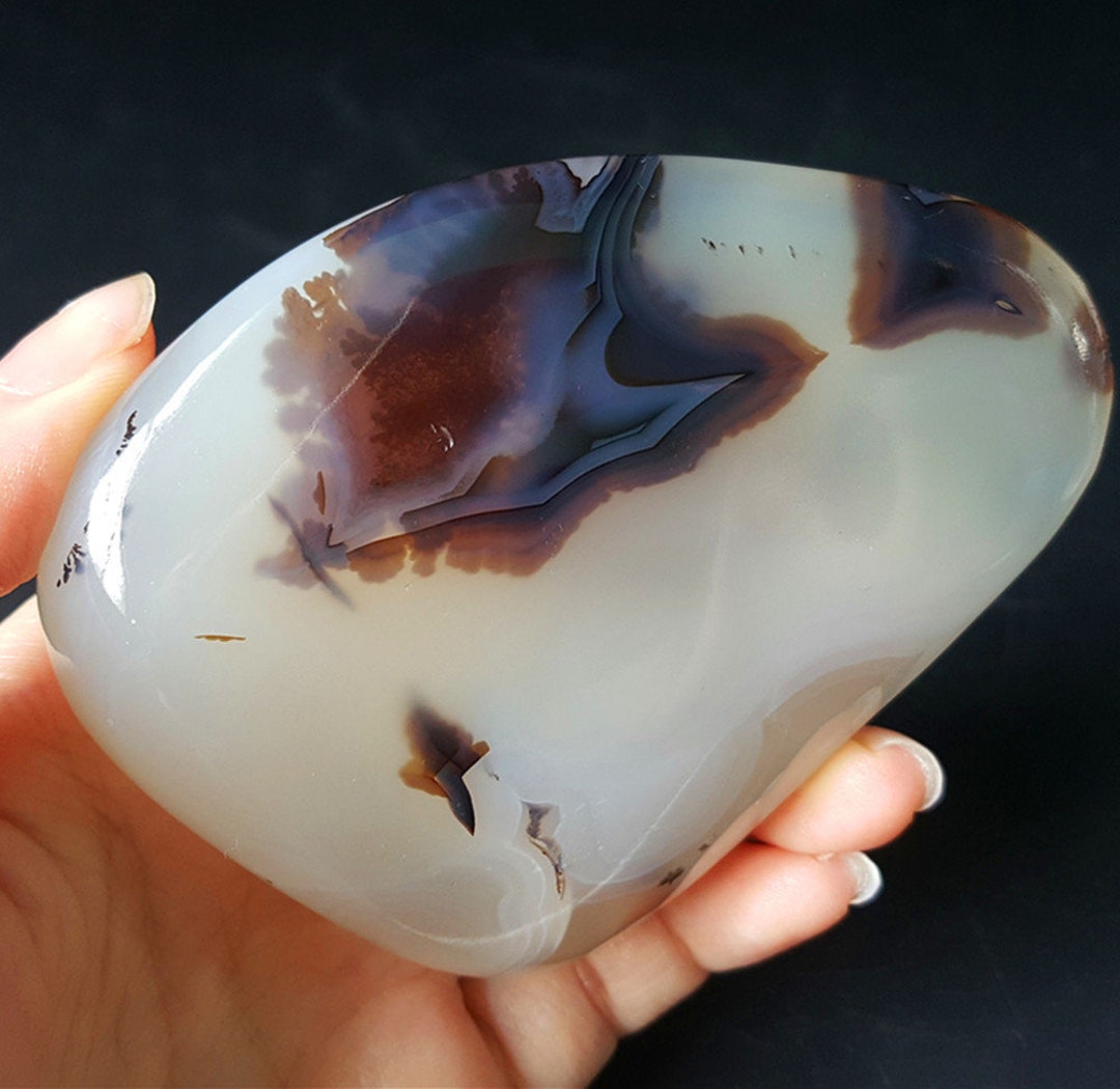 Natural Aquatic Plants Agate: Banded Chalcedony Crystal, Madagascar - Etsy
