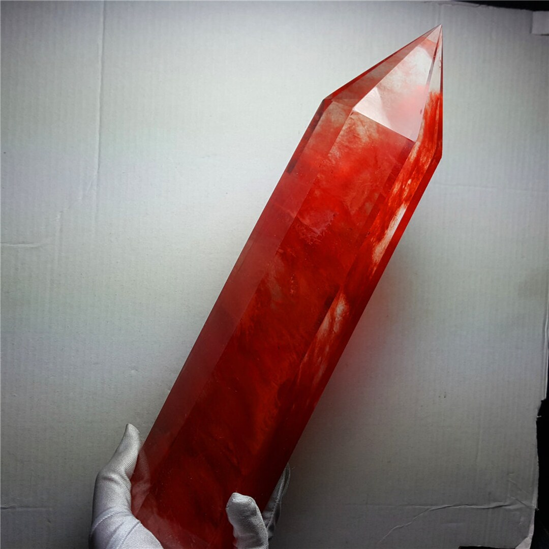 Red Smelt Crystal Quartz Point Obelisk: Healing Stone Tower - Etsy