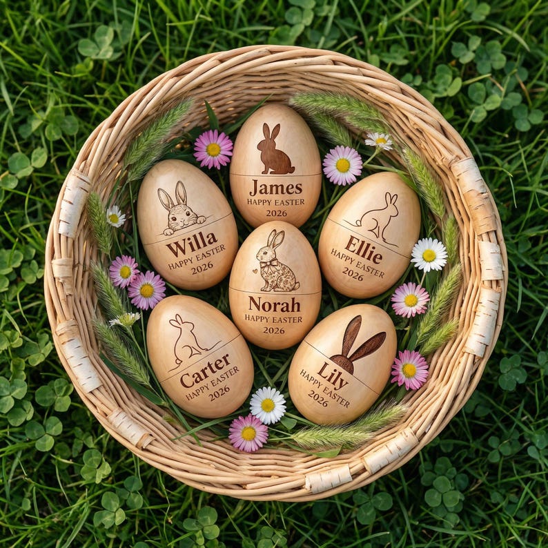 Engraved Wooden Egg Shaker for Kids, Personalized Musical Easter Egg ...
