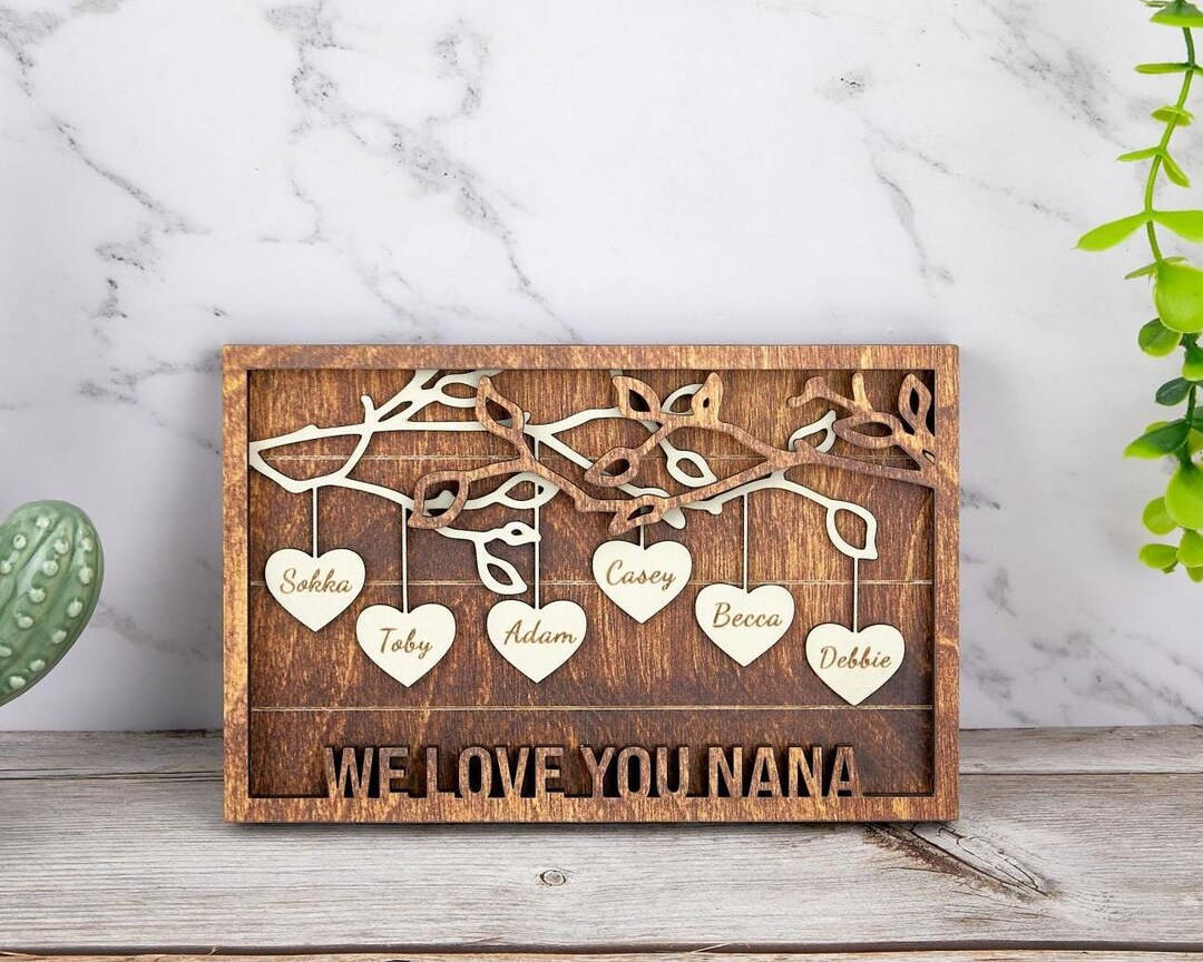 Personalized Wooden Family Tree,family Tree Hanging Heart 3D Wall ...