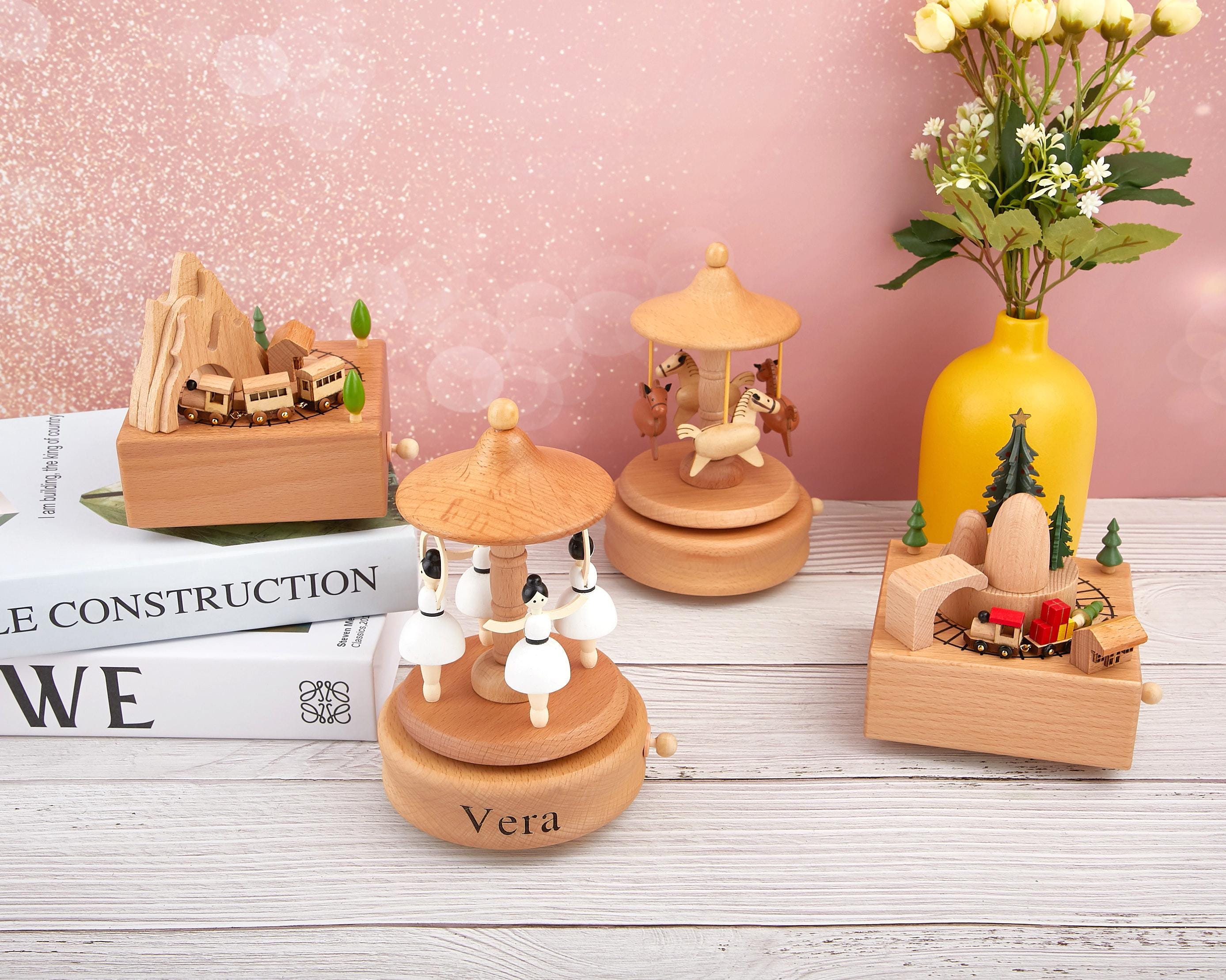 Engraved Name-musical Carousel Gift,personalized Wooden Ballerina Music ...