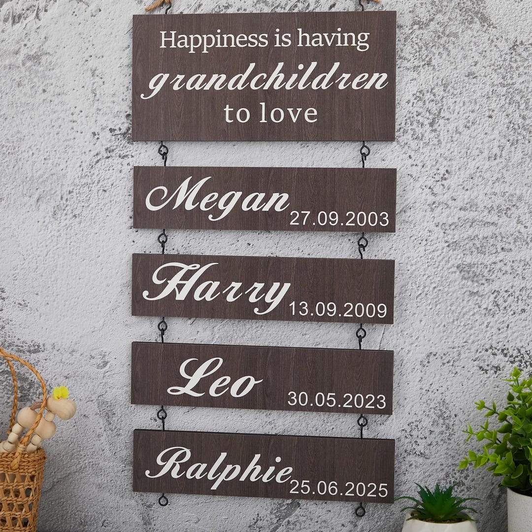 Wooden Grandchildren Sign,custom Wooden Name Signs,family Name/date ...