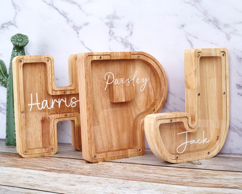 Custom Initial Coin Bank,personalized Piggy Bank of Name,wooden Letter ...