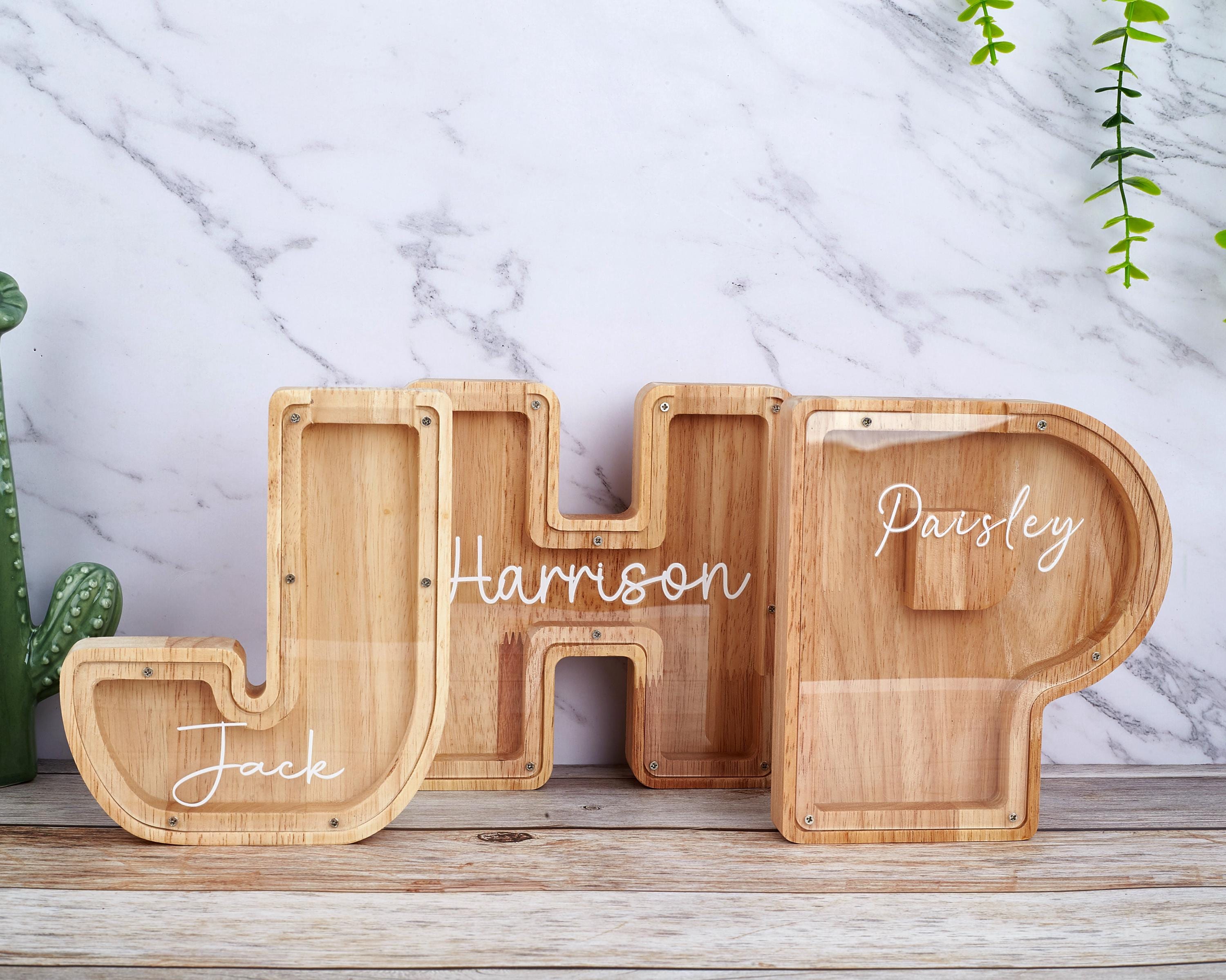 Custom Initial Coin Bank,personalized Piggy Bank of Name,wooden Letter ...