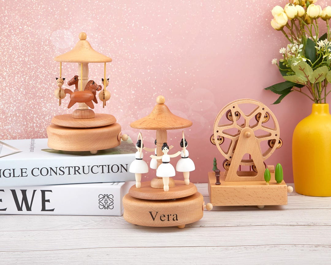 Engraved Name-musical Carousel Gift,personalized Wooden Ballerina Music ...