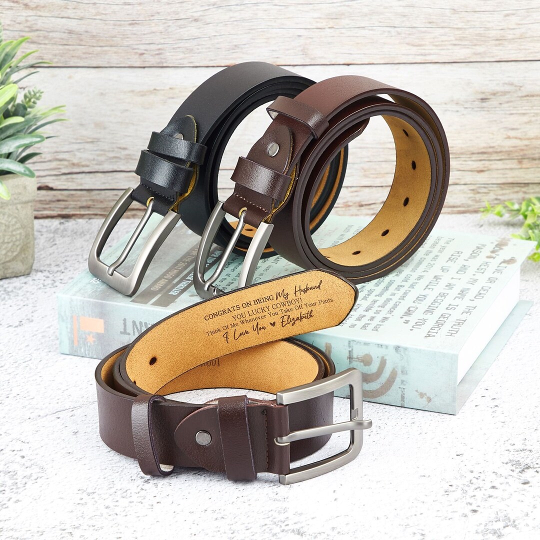 Engraved Leather Belt, Custom Handmade Belt, Anniversary Gift ...