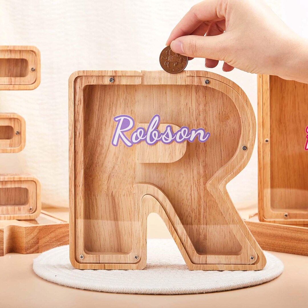 Custom Initial Coin Bank,wooden Letter Piggy Bank,name Piggy Bank ...
