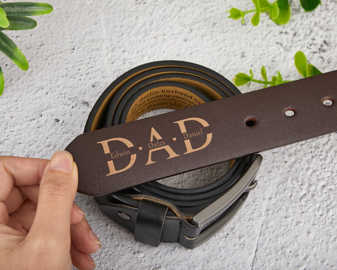 Family Custom Engraved Leather Belt,engraved Leather Belt for Dad or ...
