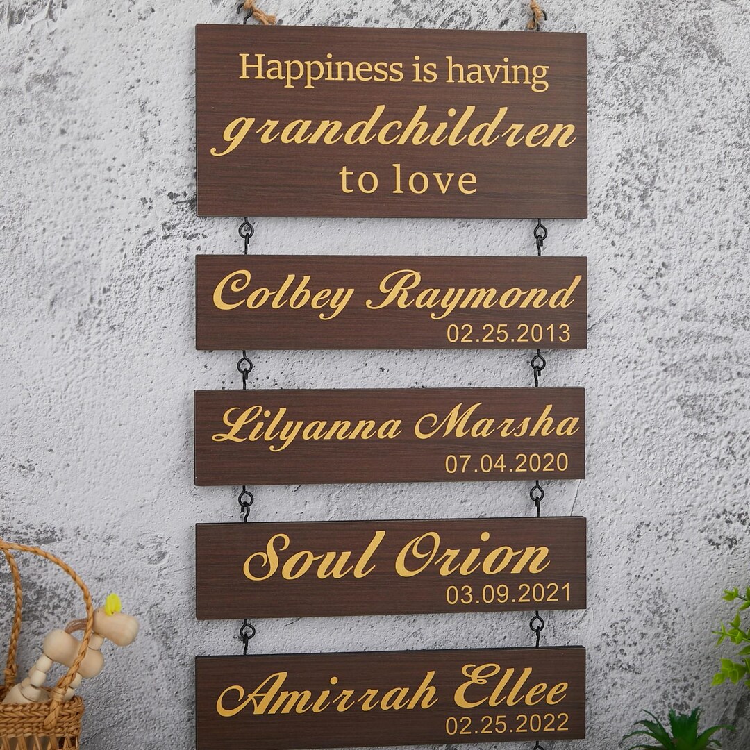 Wooden Grandchildren Sign,personalized Wooden Sign,custom Wooden Name ...