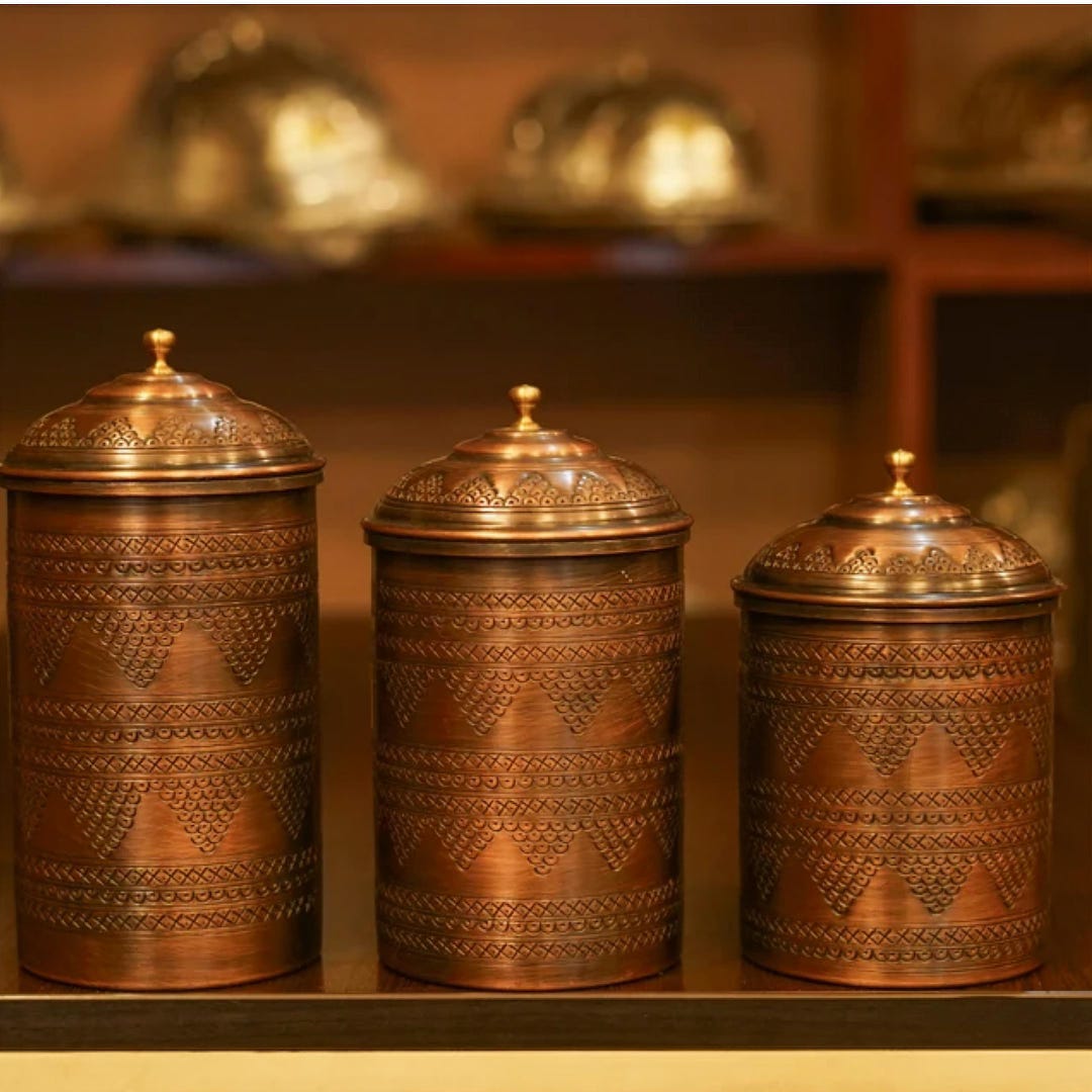 Copper Spice Container/ Set of 3/handmade Original Copper/modern Spice ...