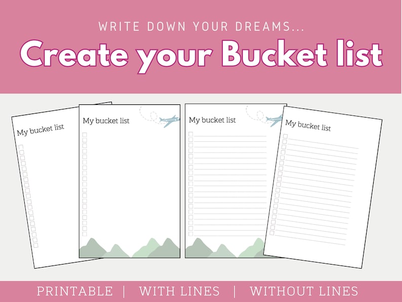 Printable Bucket List | Fill Out Bucket List With Check Boxes | Lined ...