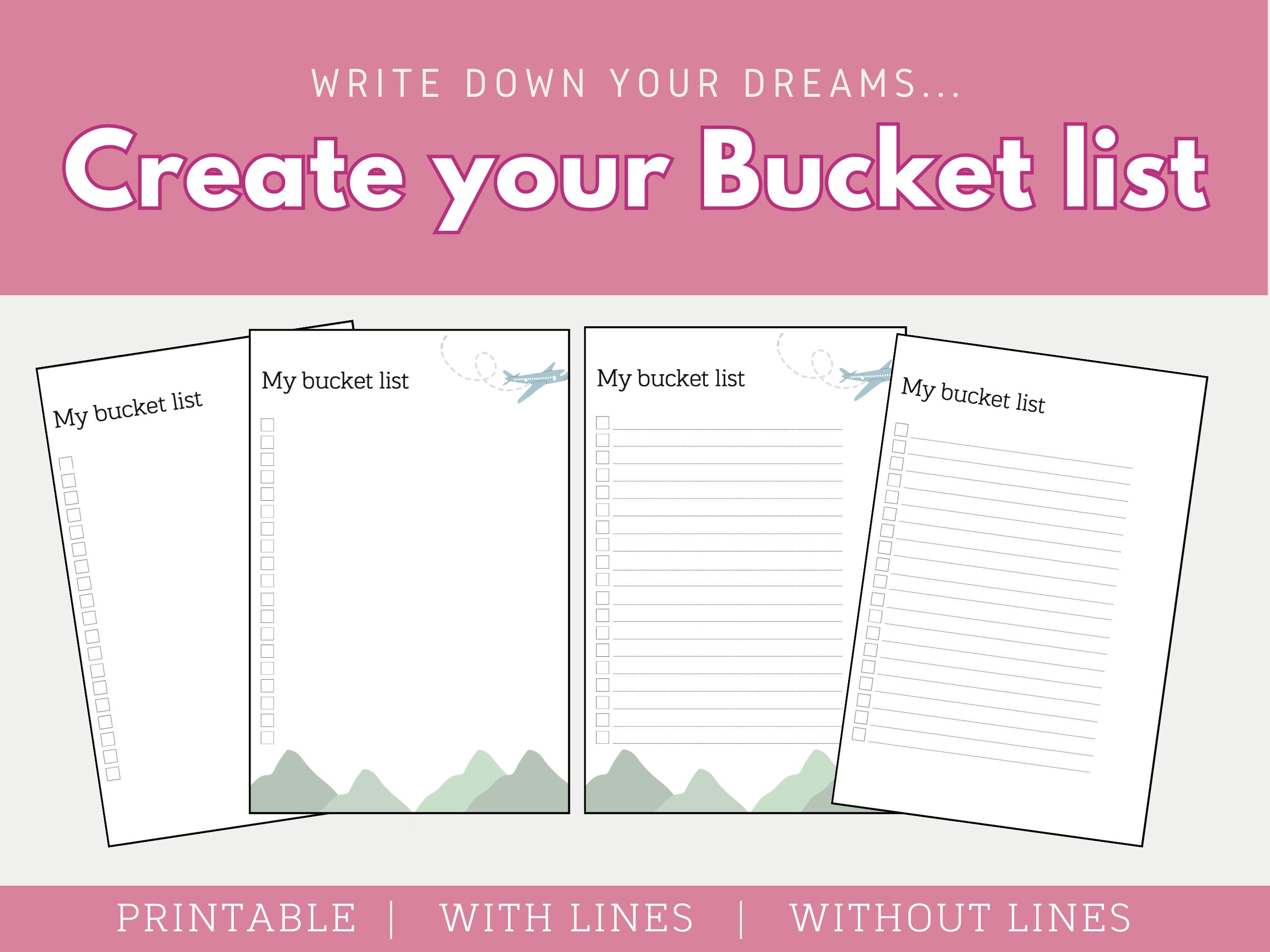 Printable Bucket List | Fill Out Bucket List With Check Boxes | Lined ...