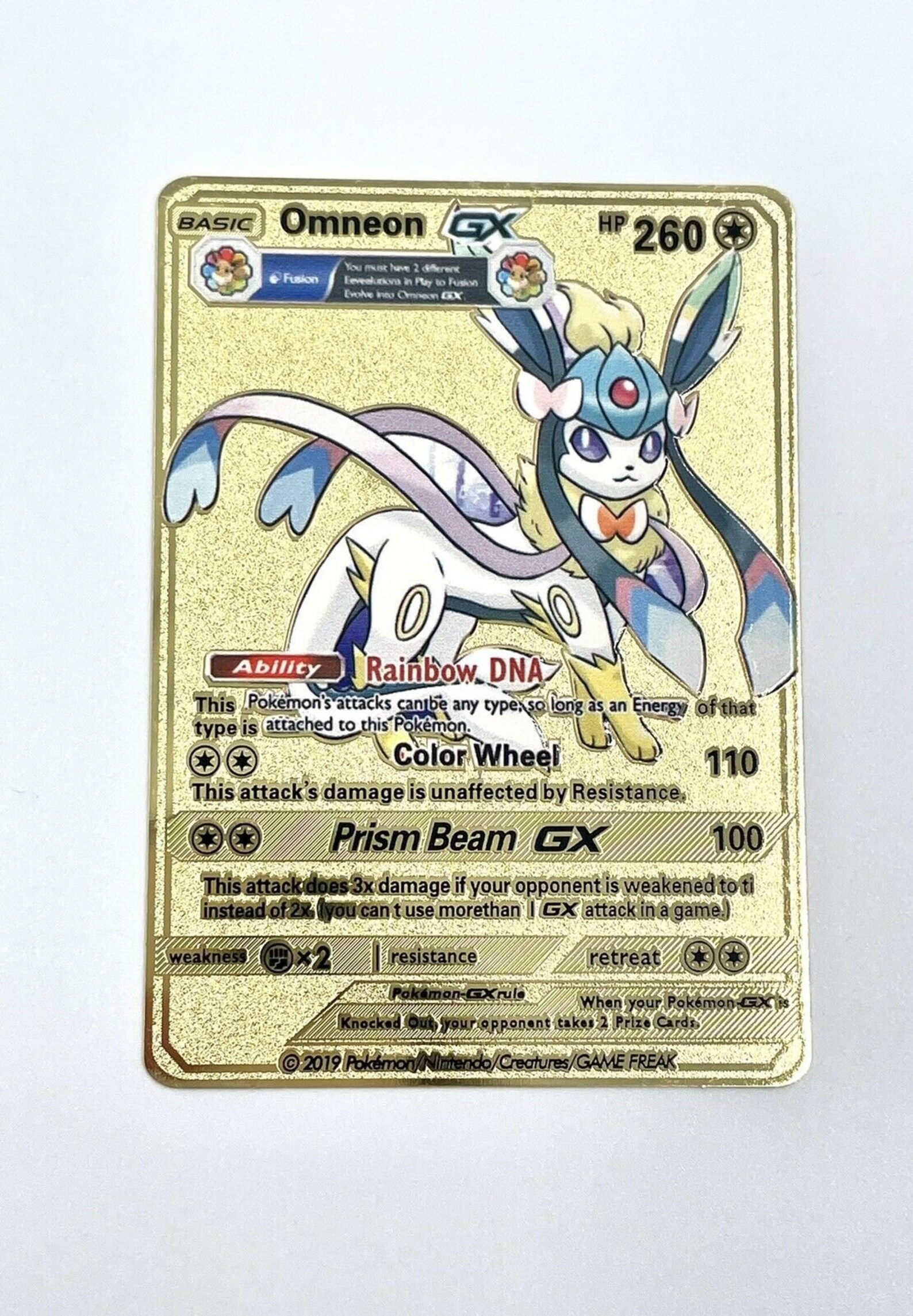Pokemon Eevee Omneon Gold Metal Card Custom Holo Promo GX | Etsy