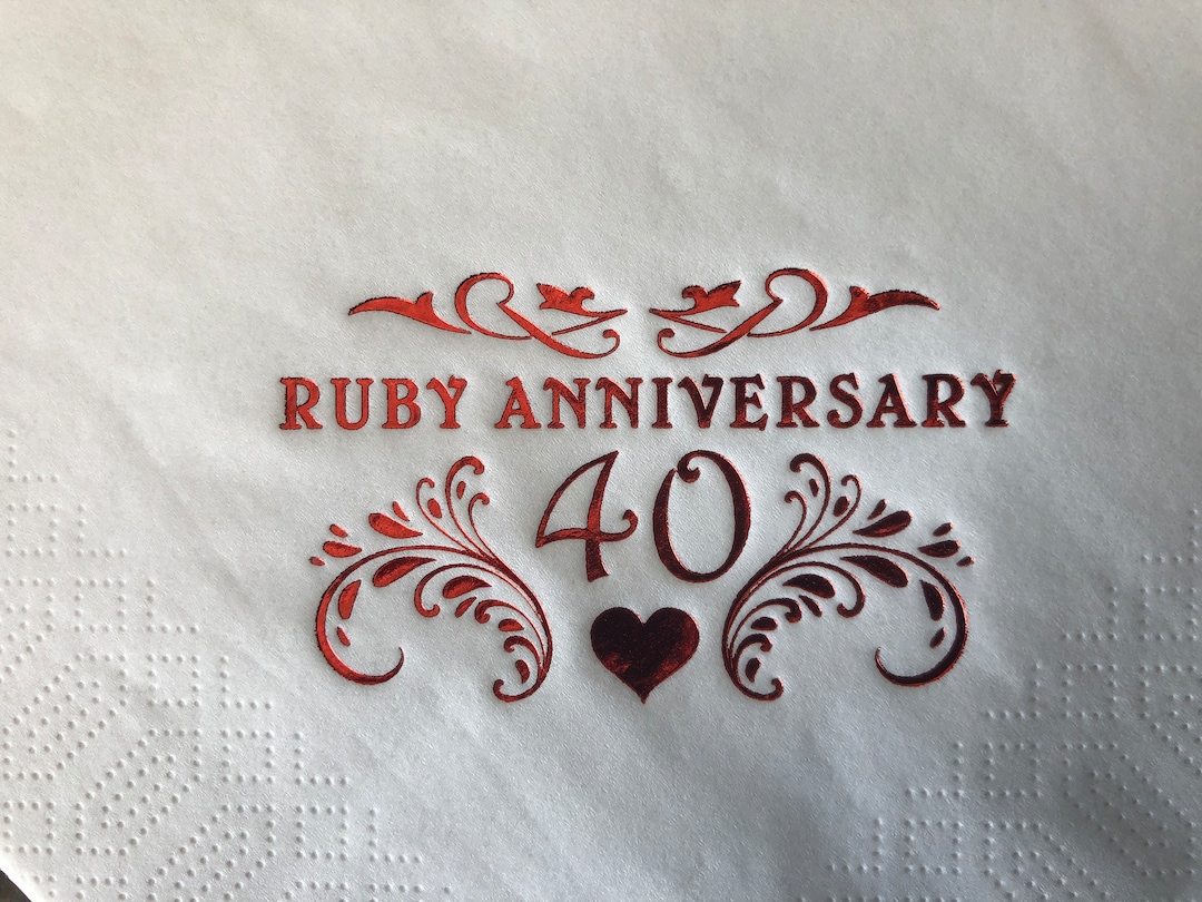 Ruby Wedding 40th Anniversary Napkins Serviettes 3ply Luxury Dinner ...