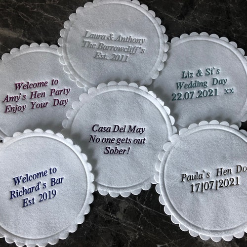 100 X Personalised Paper Drinks Coasters Wedding Anniversary - Etsy