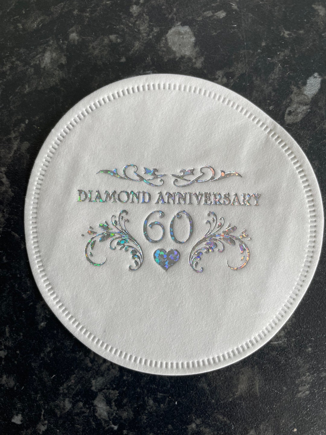 60th Diamond Wedding Anniversary Multi Ply Paper Drinks Coasters Pack ...