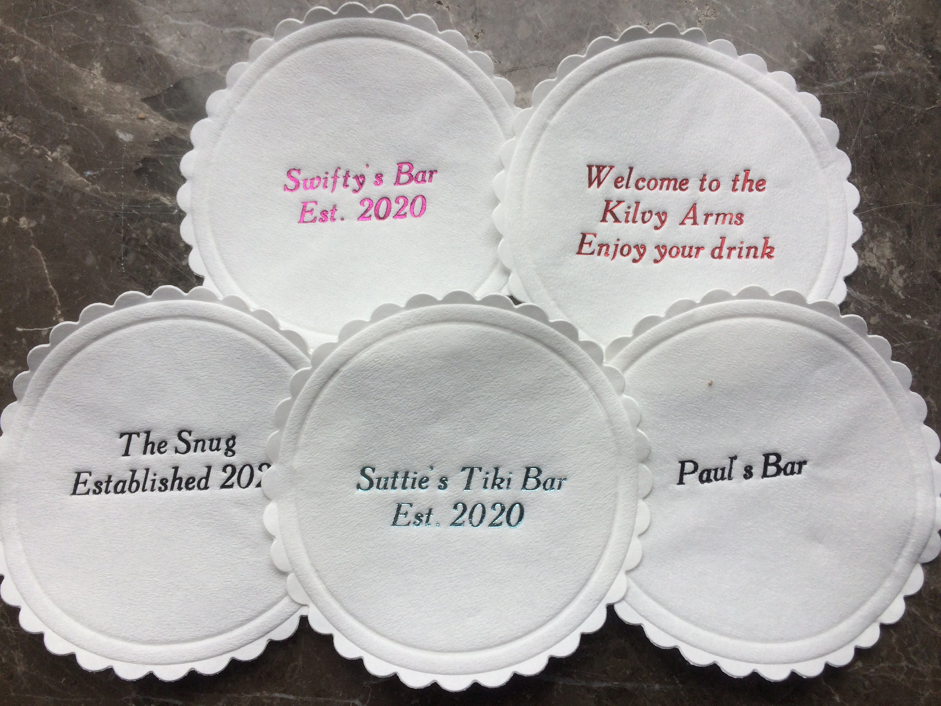 50 Personalised Coasters Multi Ply Paper Bar Beer Garden Home | Etsy