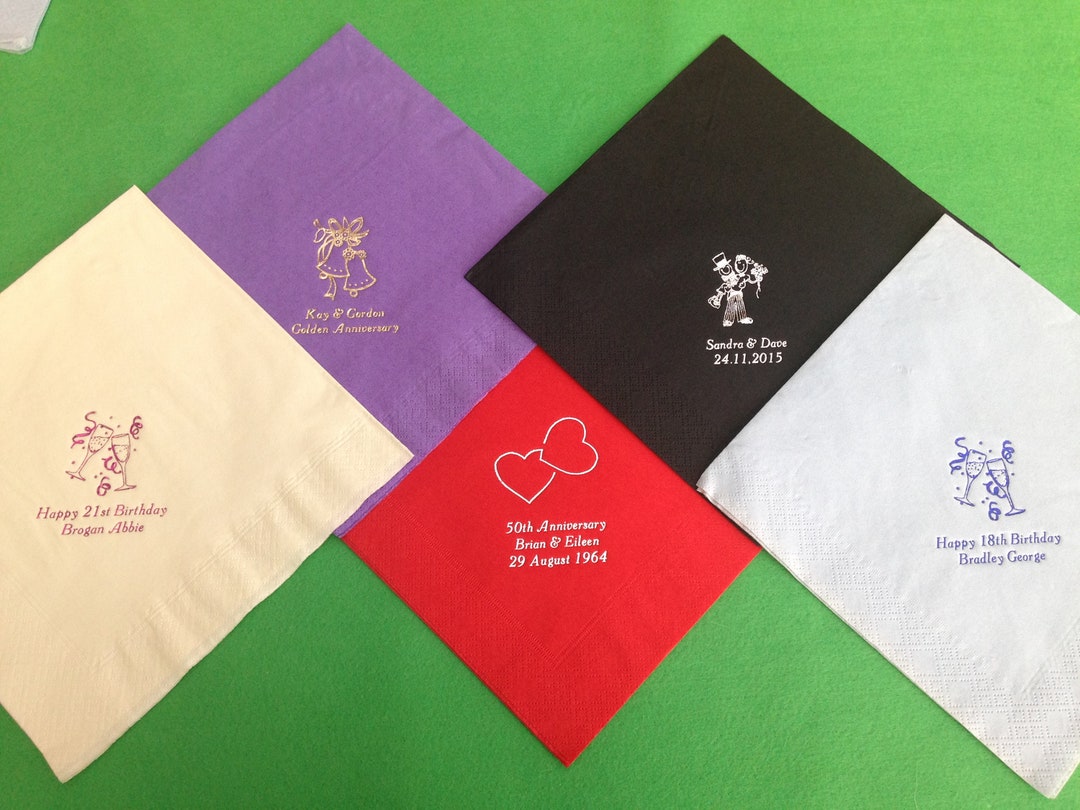 50 Personalised Napkins / Serviettes Quality 3ply Wedding, Birthday ...