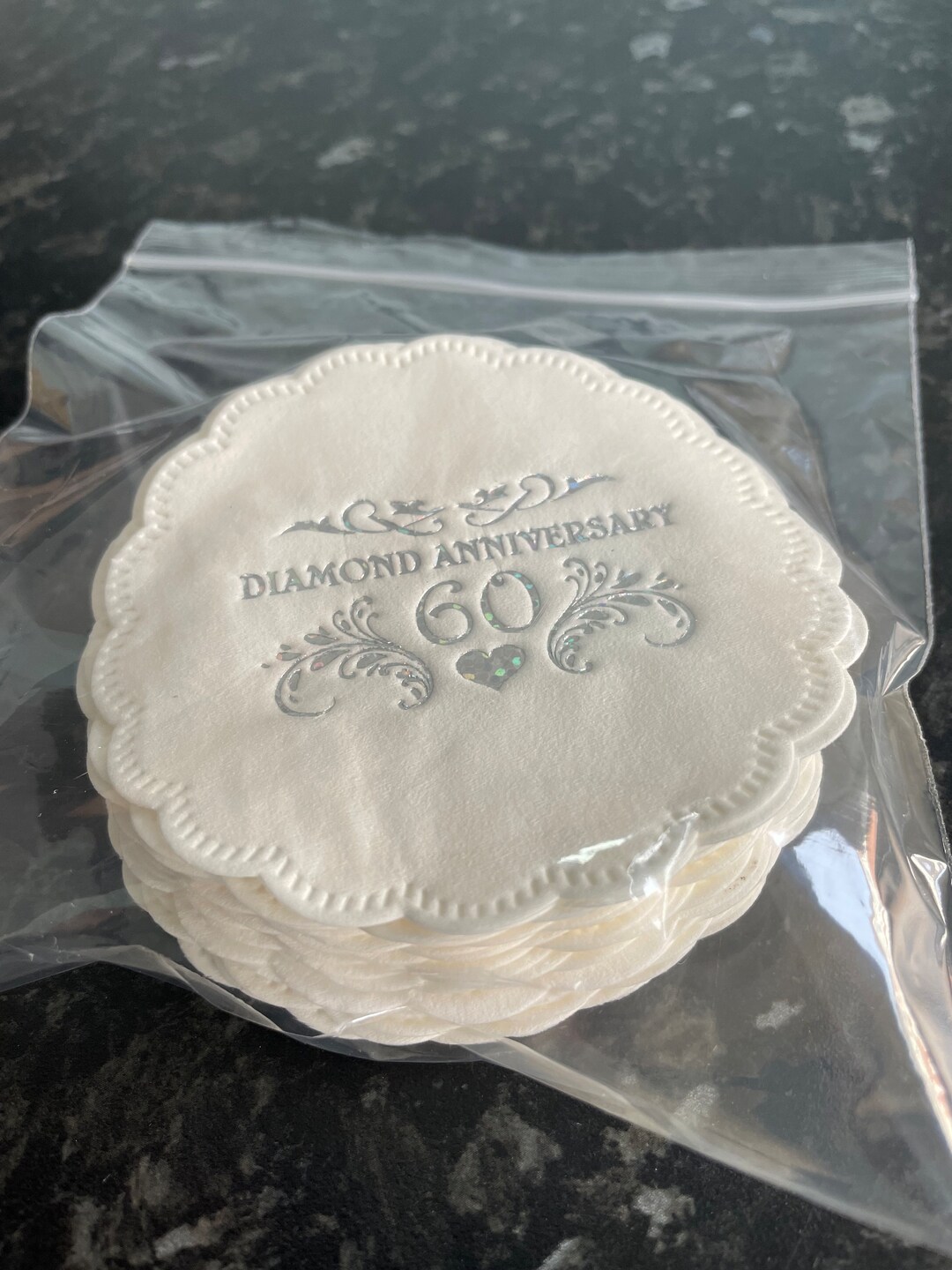 60th Diamond Wedding Anniversary Multi Ply Paper Drinks Coasters Pack ...