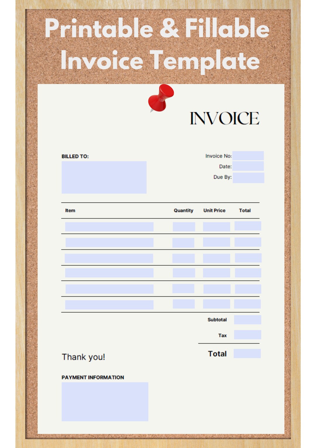 Printable Invoice, Fillable / Editable, A4 PDF - Etsy Australia