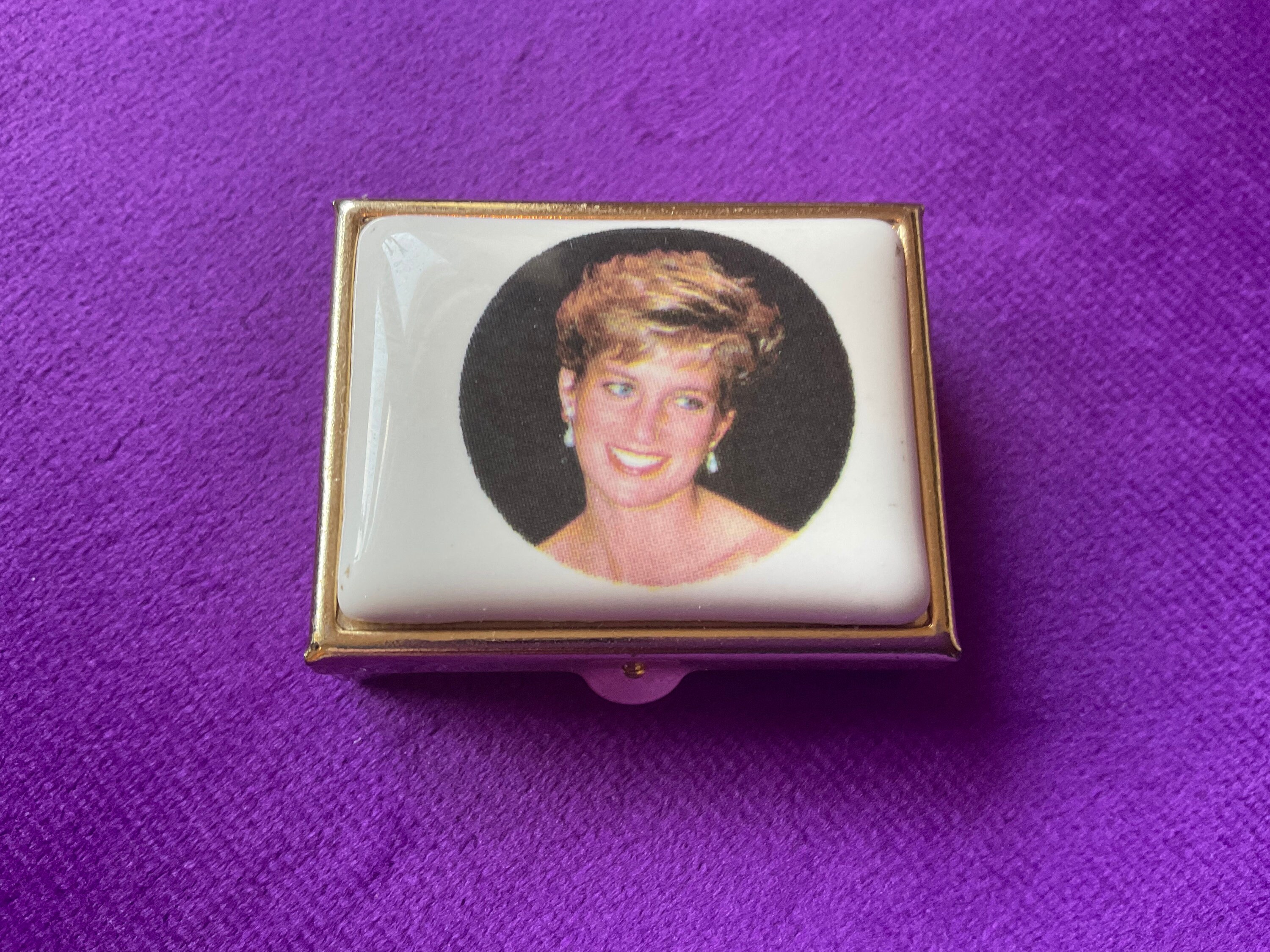 Princess Diana Portrait on Porcelain and Brass Miniature Box. C1980s - Etsy