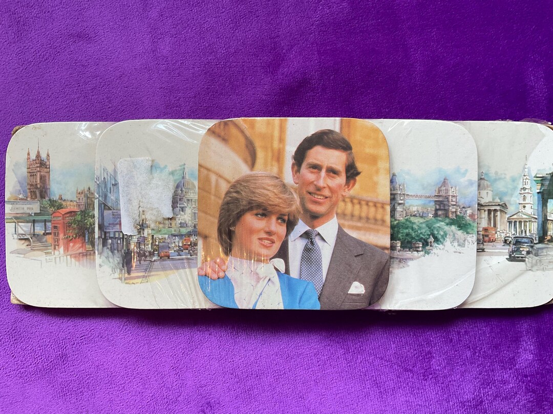 Princess Diana & Prince Charles Vintage Coasters: Royal Engagement ...