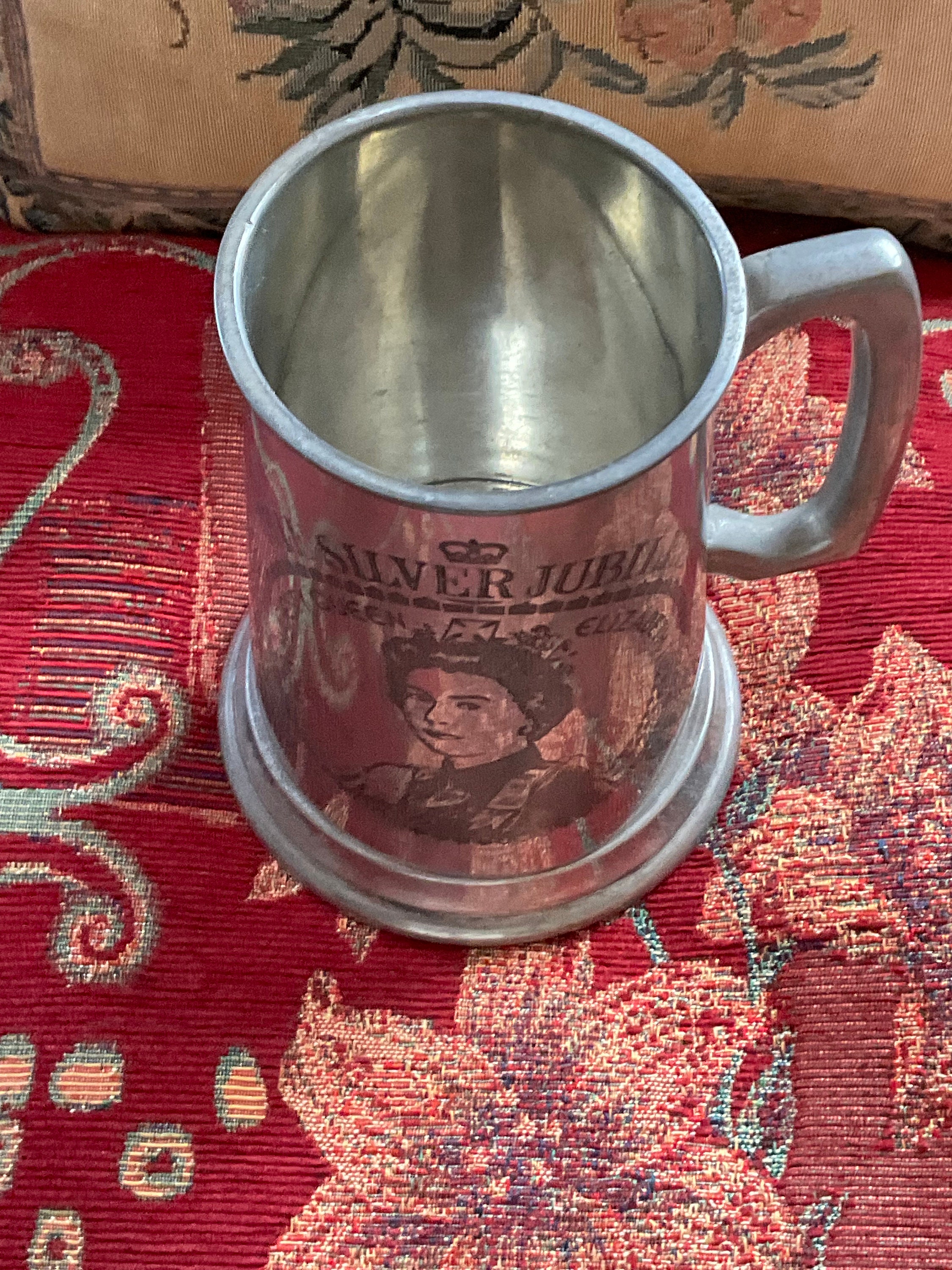 Queen Elizabeth Fine English Sheffield Pewter Tankard 1 Pint Portrait ...