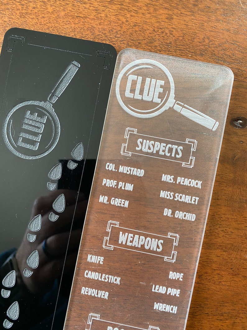 Clue Erasable Acrylic Answer Sheet - Etsy