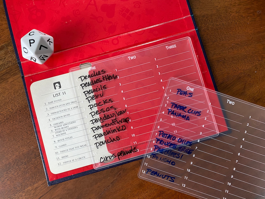 Scattergories Erasable Acrylic Scorecard - Etsy