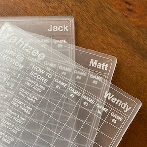 Yahtzee Erasable Acrylic Scorecard - Personalized! - Etsy