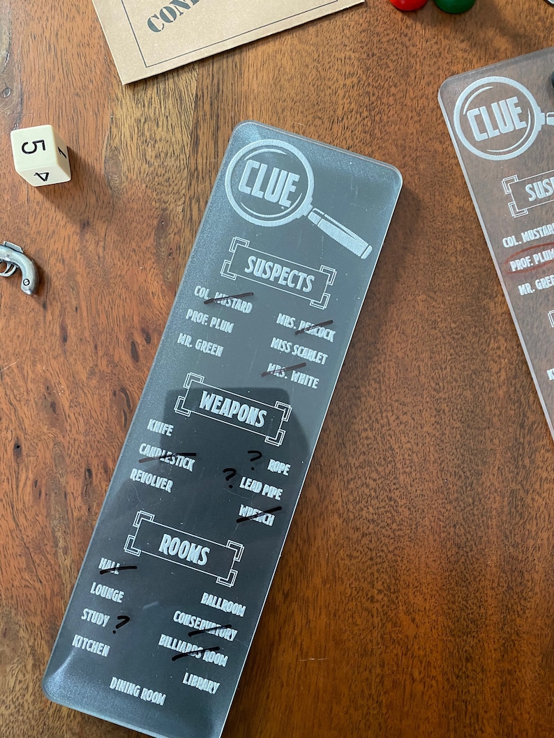 Clue Erasable Acrylic Answer Sheet - Etsy