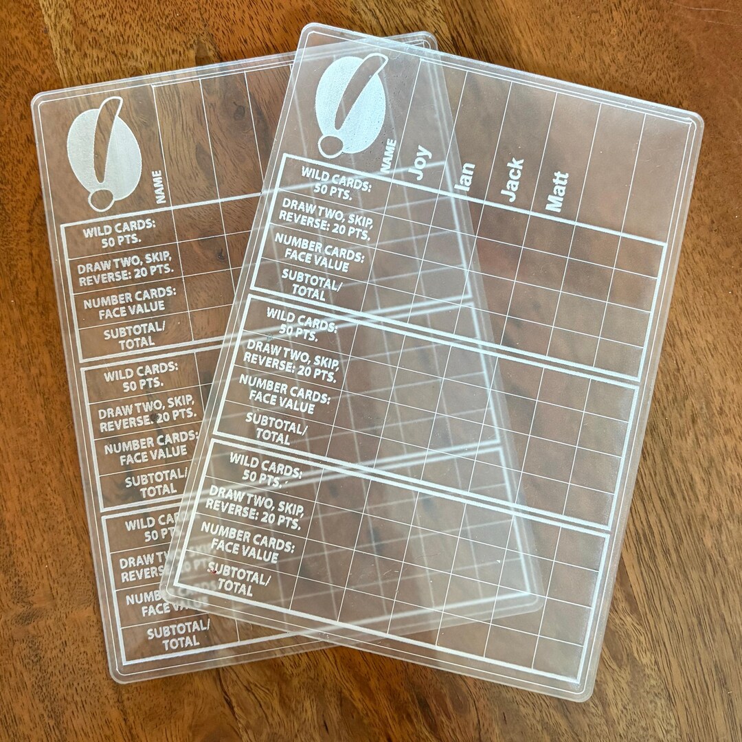 UNO Erasable Acrylic Scorecard - Personalized & Laser-etched! - Etsy