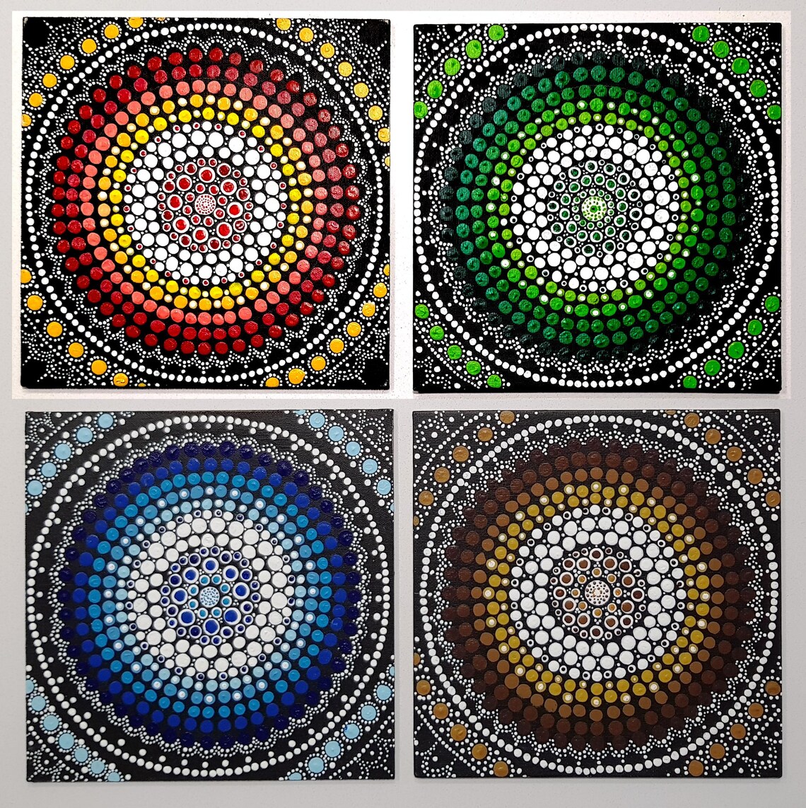 Mandalas, Game of 4 Mandalas Sun, Water, Earth and Life. Mandala. Dot ...