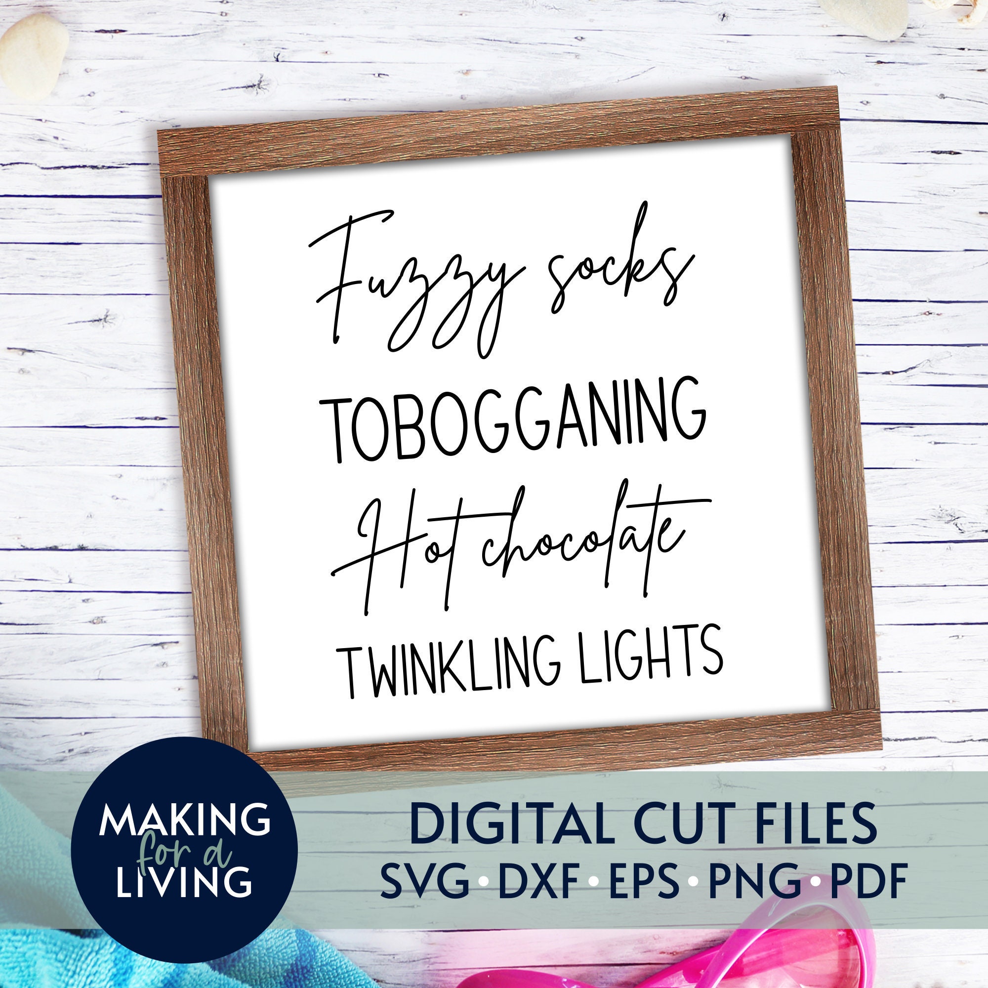 Fuzzy Socks Christmas Sign SVG Cut File Digital Cut Files for Cricut ...