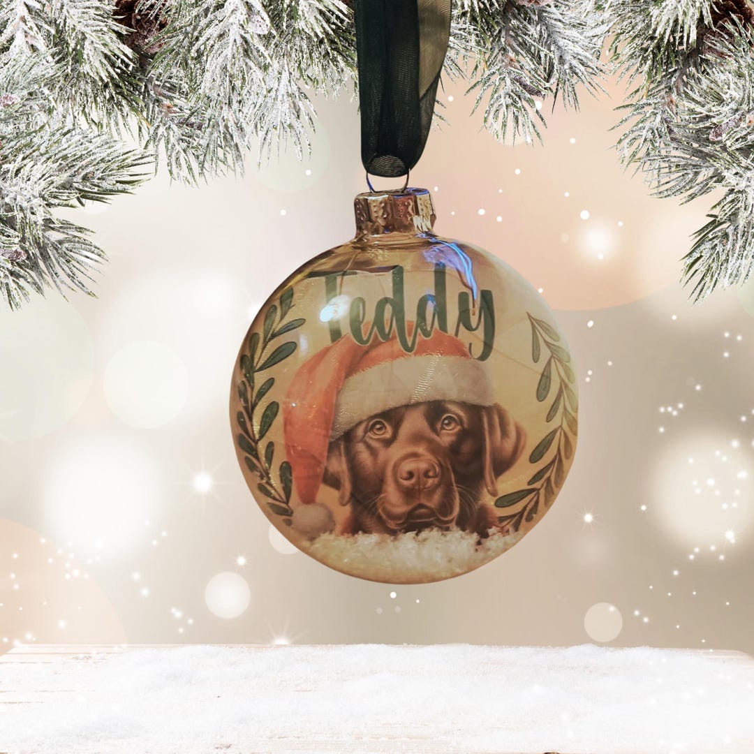 Labrador Dog Personalised Christmas Bauble Chocolate Black or Yellow ...