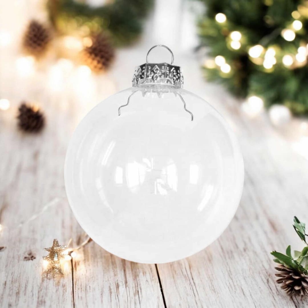 Glass Christmas Bauble Plain Craft Fillable Ornaments Large 8cm in Gift ...