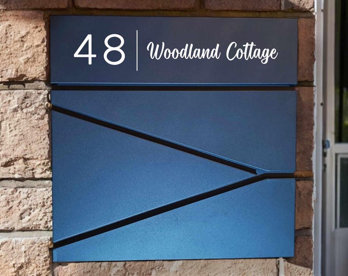 Personalised Large Mailbox Custom Square Grey Postbox House Number and ...